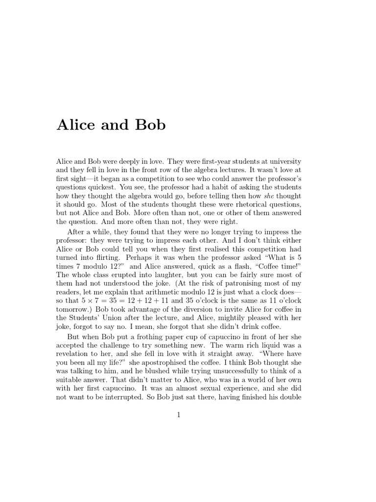 Alice and Bob Love Story | PDF | Cipher | Science