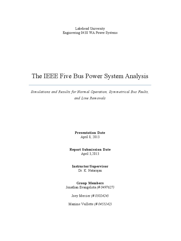 The IEEE Five Bus Power System Analysis | PDF | Electrical Engineering ...