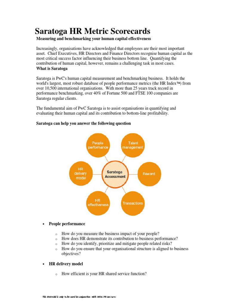 01 - HC PWCSaratoga HR Metric Scorecards | PDF | Benchmarking | Human ...