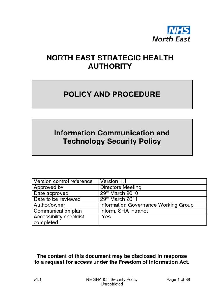ICT Security Policy | PDF | Computer Security | Security