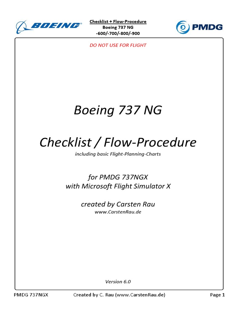 Checklist 737 PMDG 737NGX | PDF | Spaceflight Technologies | Vehicles