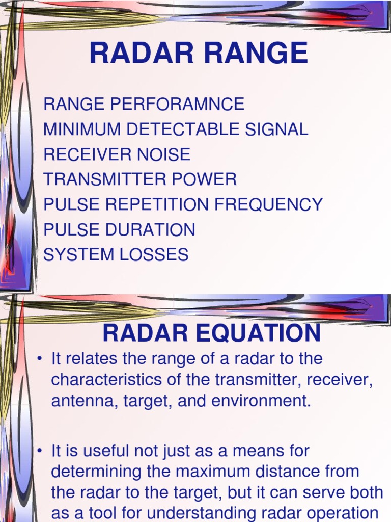 Radar Range and Detection Factors | PDF | Bandwidth (Signal Processing ...