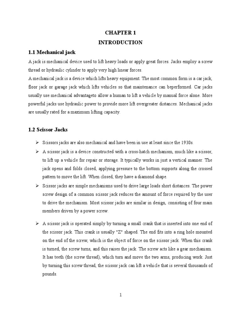 Scissor Jack Report | Screw | Elevator
