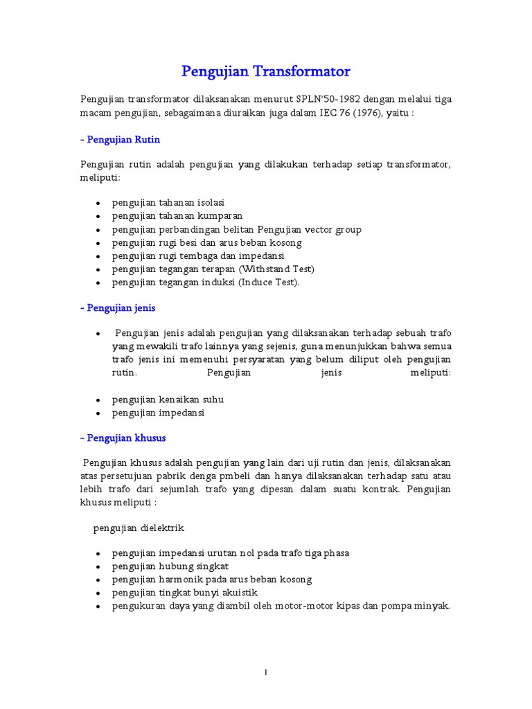 Panduan Pengujian Transformator | PDF | Sains & Matematika