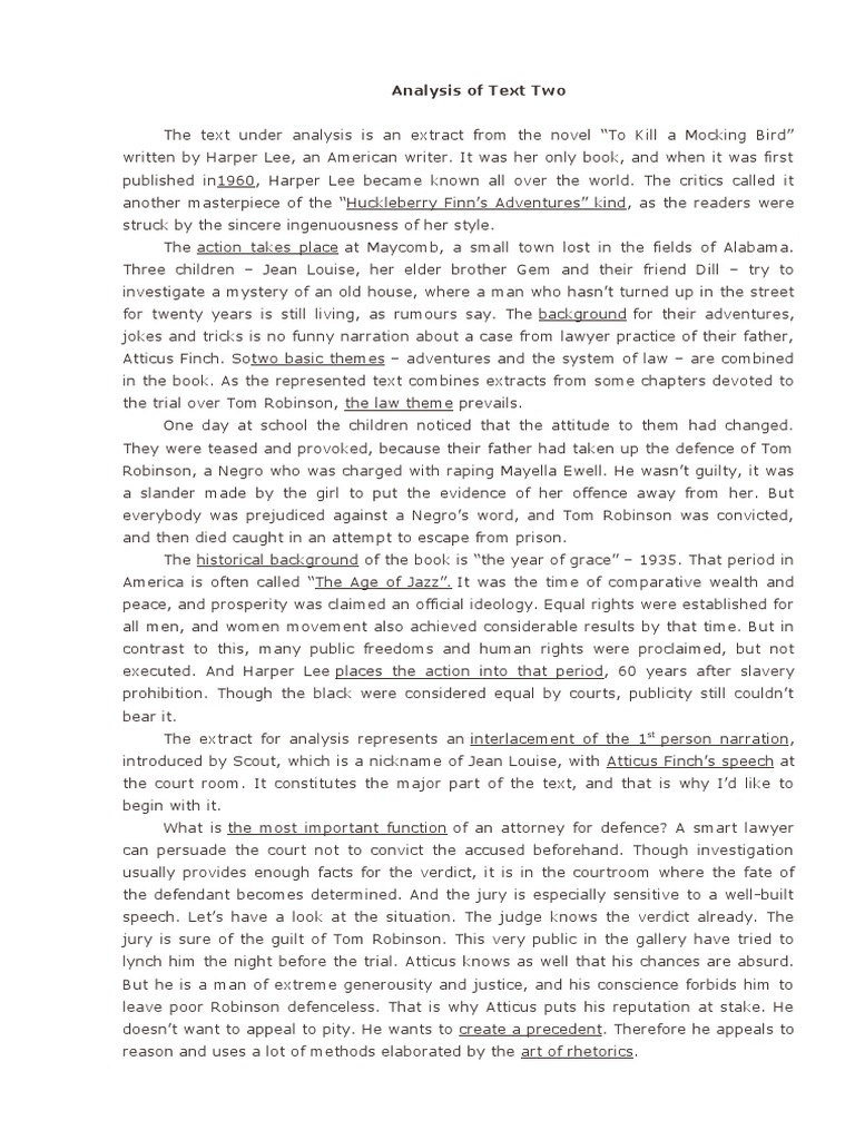 Analysis of To Kill A Mockingbird | PDF | To Kill A Mockingbird | Metaphor