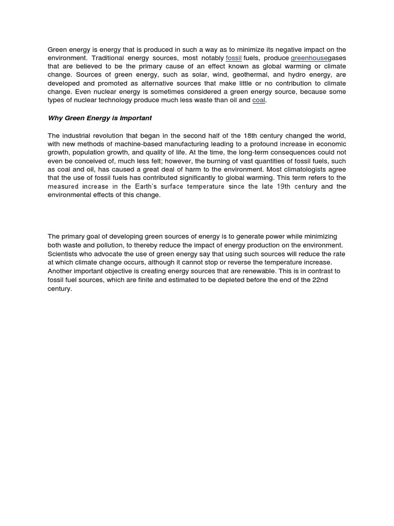 Green Energy | PDF | Sustainable Energy | Energy Development