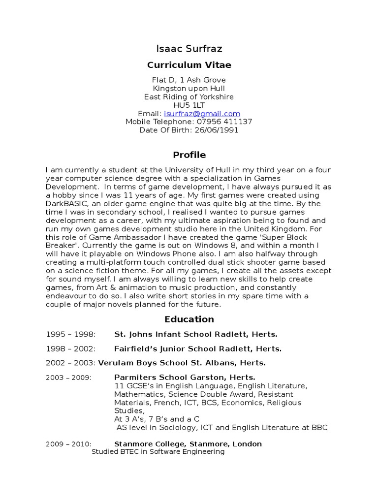 Isaac Surfraz: Curriculum Vitae | PDF | Leisure | Wellness