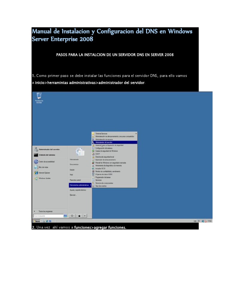 Manual de Instalacion y Configuracion Del DNS en Windows Server Enterprise | PDF | sistema de ...