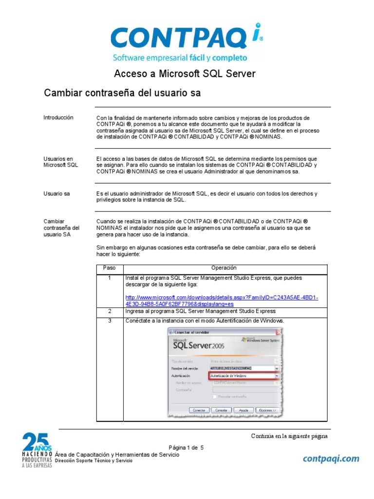 Cambiar Contraseña Usuario SQL Server | PDF | Servidor SQL de Microsoft | Contraseña