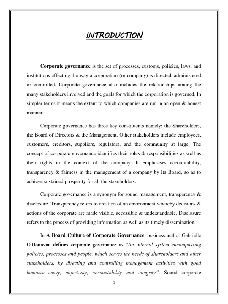 Corporate Governance and Corporate Social Responsibility Case Study ...