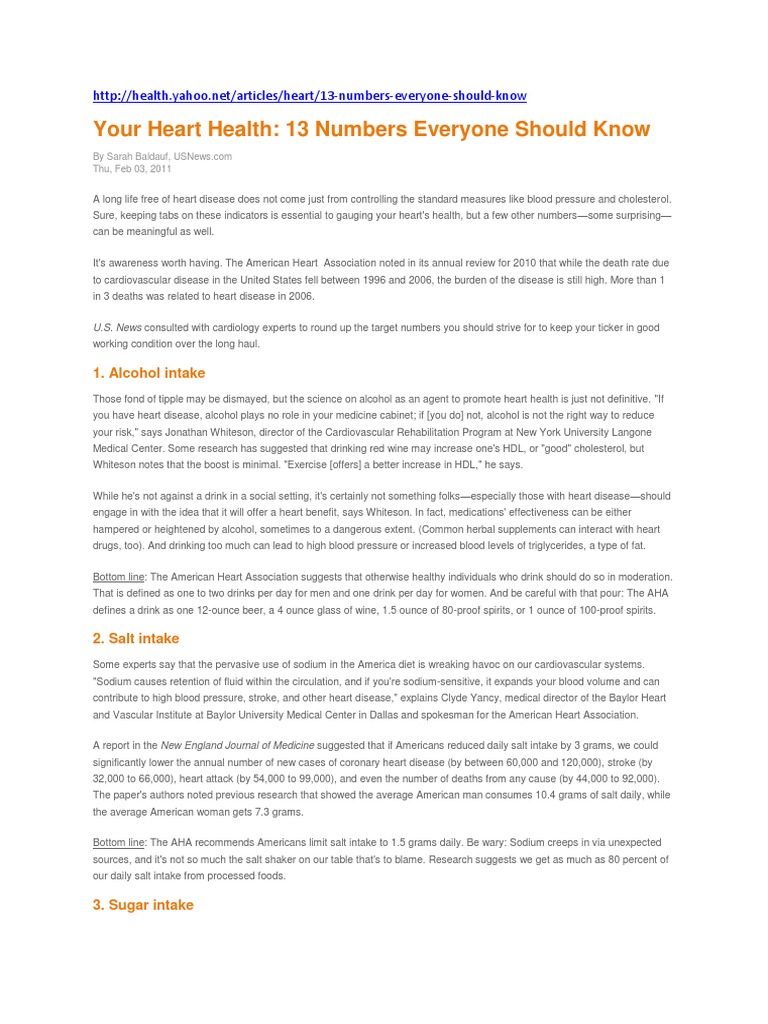 Your Heart Health Everyone Should Know | PDF | Hypertension | Cholesterol