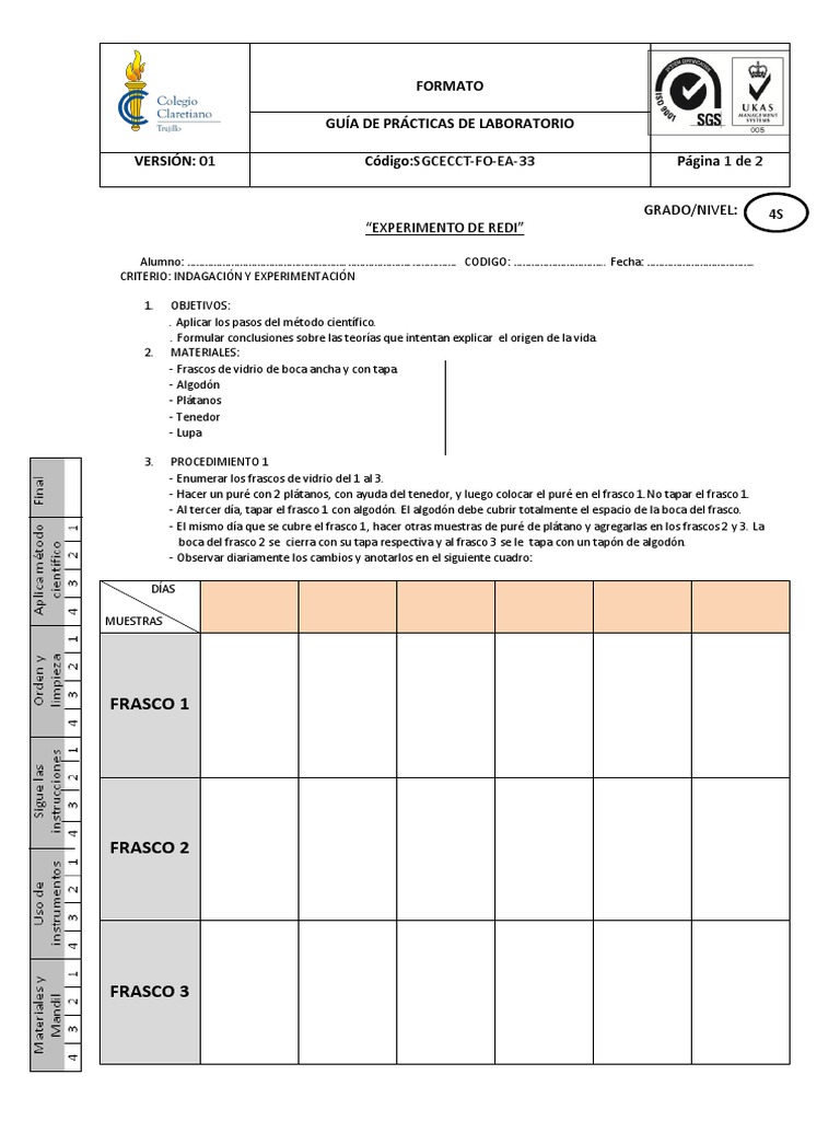 Praxis 3 Experimento de Redi | PDF | Biología | Science