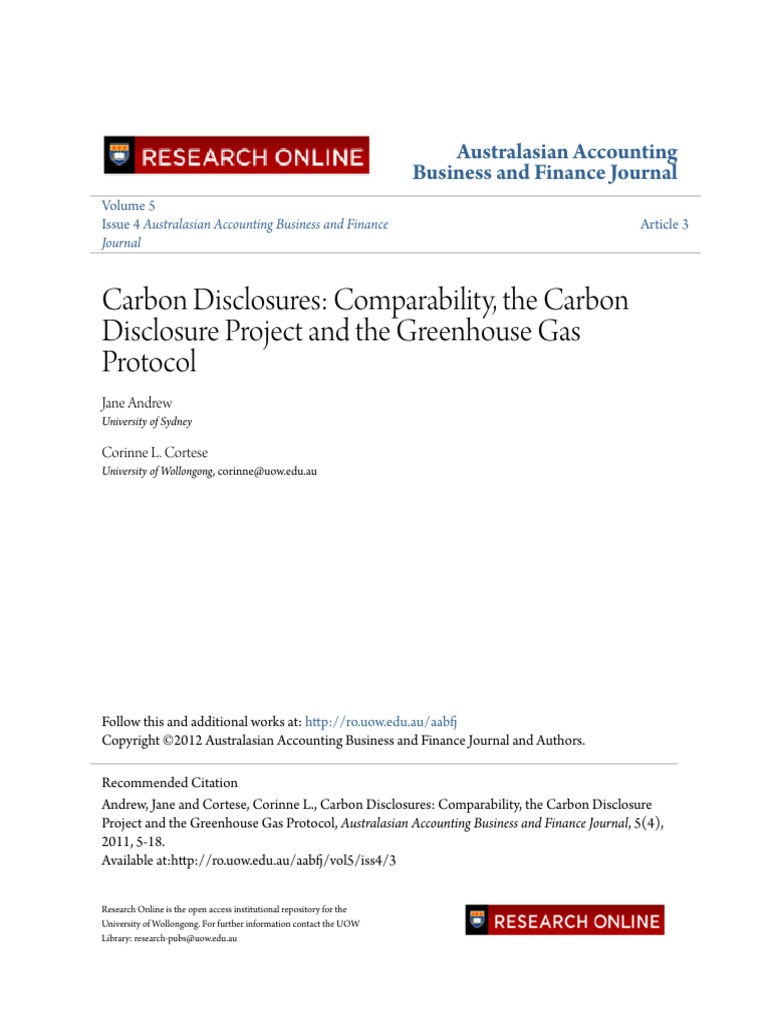 Carbon Disclosures- Comparability the Carbon Disclosure Project ...