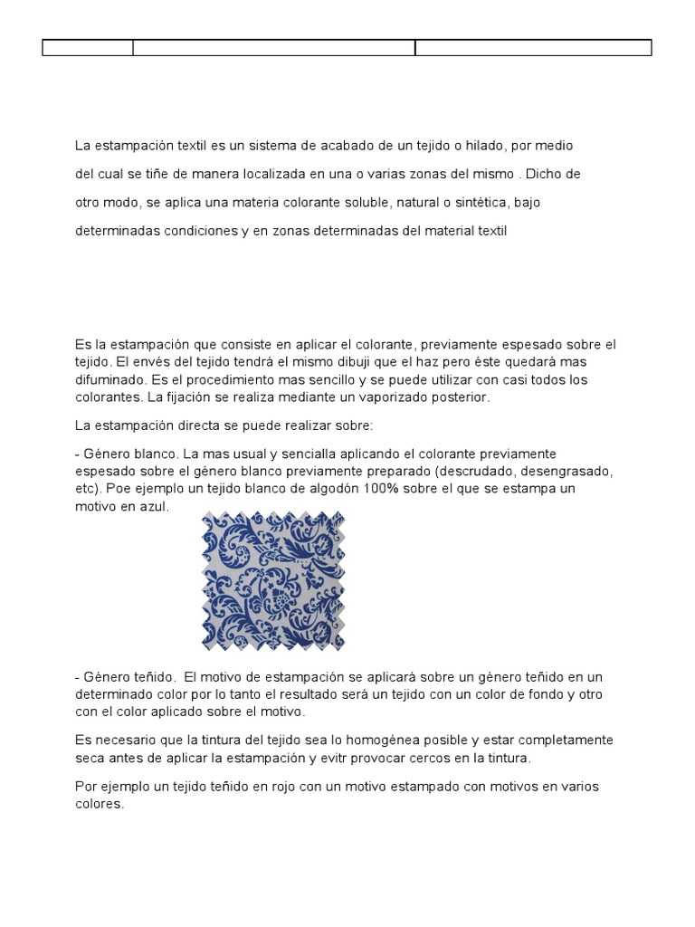 Tipos de Estampación Textil y Técnicas | PDF | Tintura | Pinturas