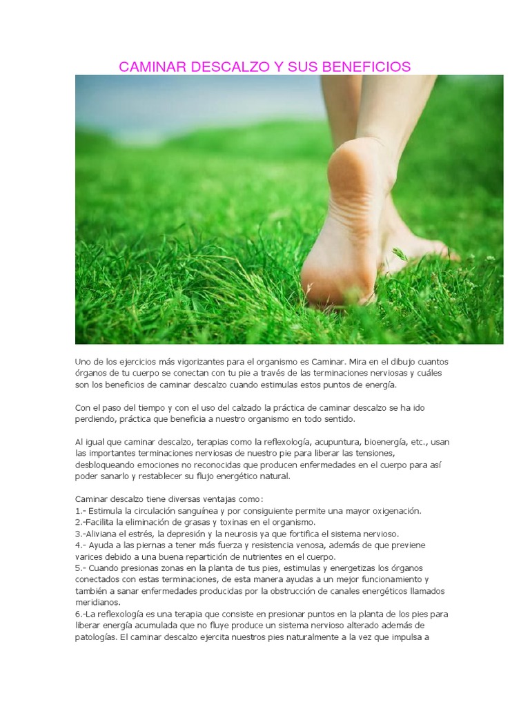 Caminar Descalzo y Sus Beneficios | PDF | Reflexología | Pie