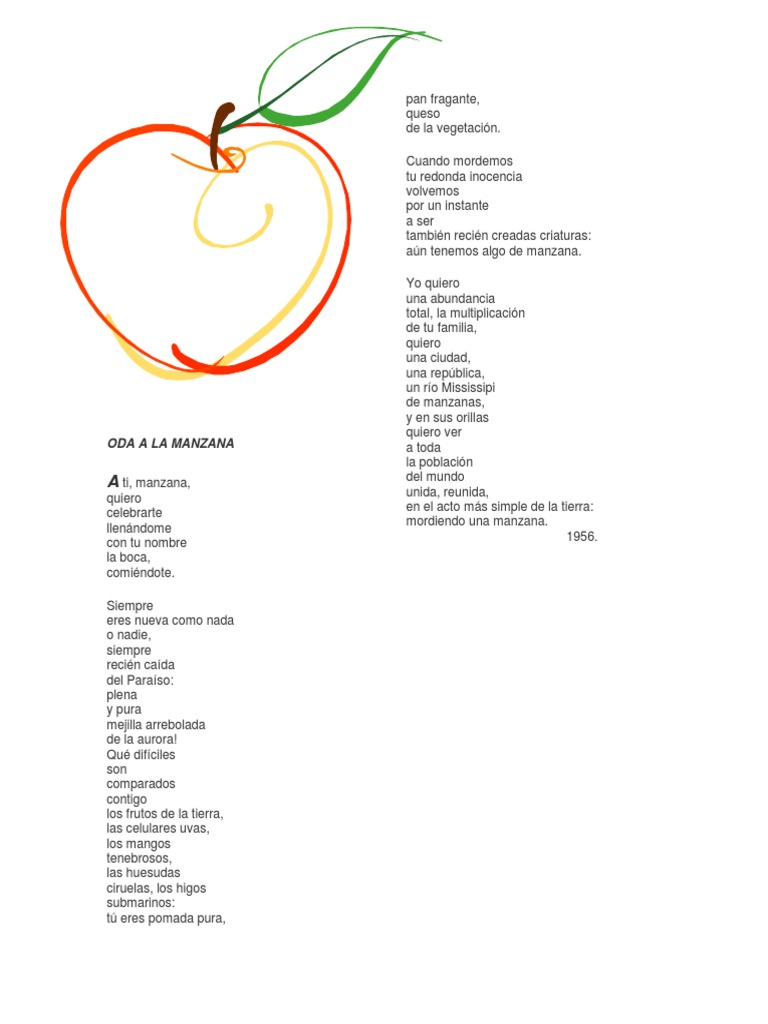 Oda A La Manzana | PDF | Lectura (proceso) | Comprensión lectora