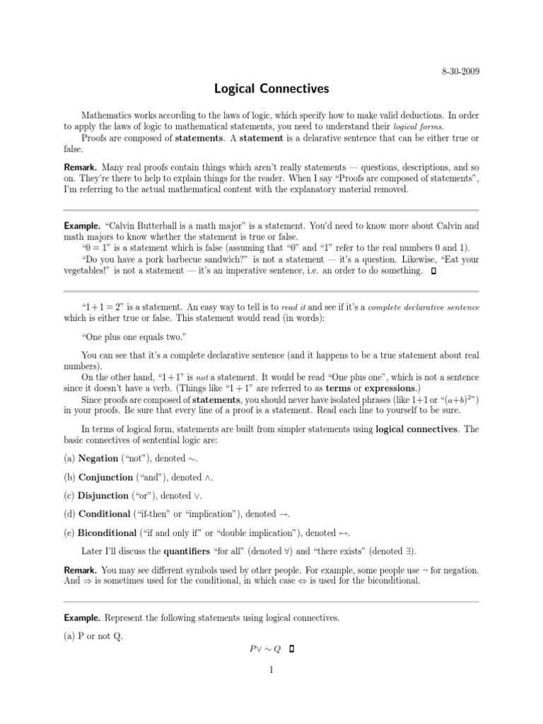 Logical Connectives | PDF | Metalogic | Truth