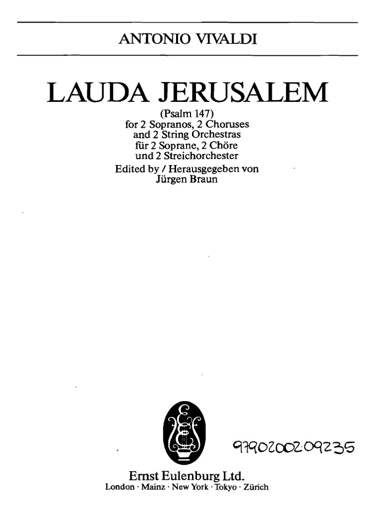 Vivaldi - Lauda Jerusalem RV609 | PDF | Musical Compositions | Leisure