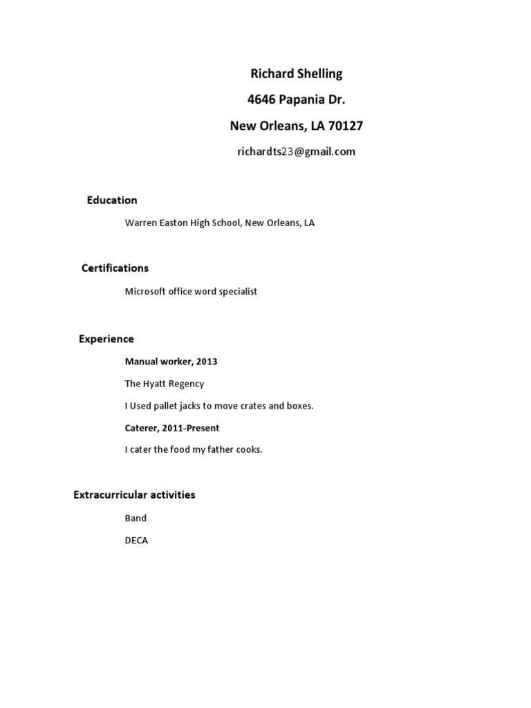 Richard Shelling's Resume Overview | PDF | Career & Growth | Wellness