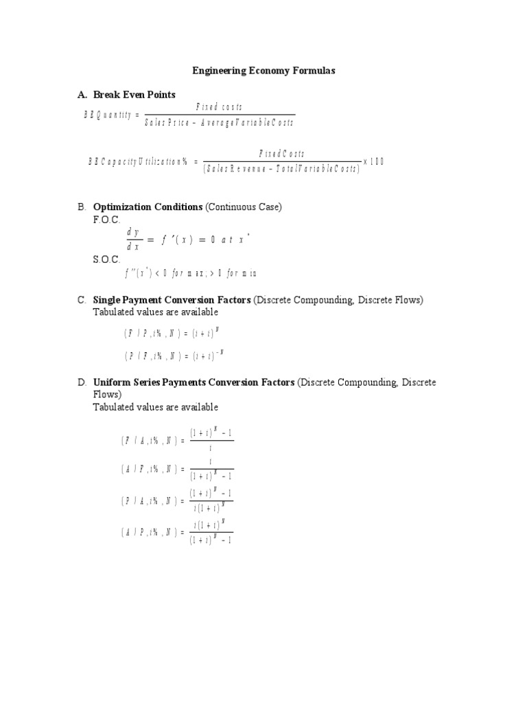 Important Formulas For Engineering Economics | PDF | Depreciation ...