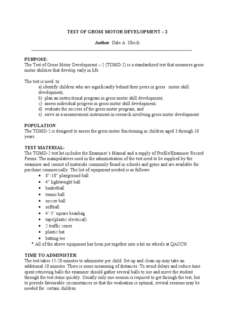 TGMD-2 Assessment Review | PDF | Validity (Statistics) | Quality Of Life