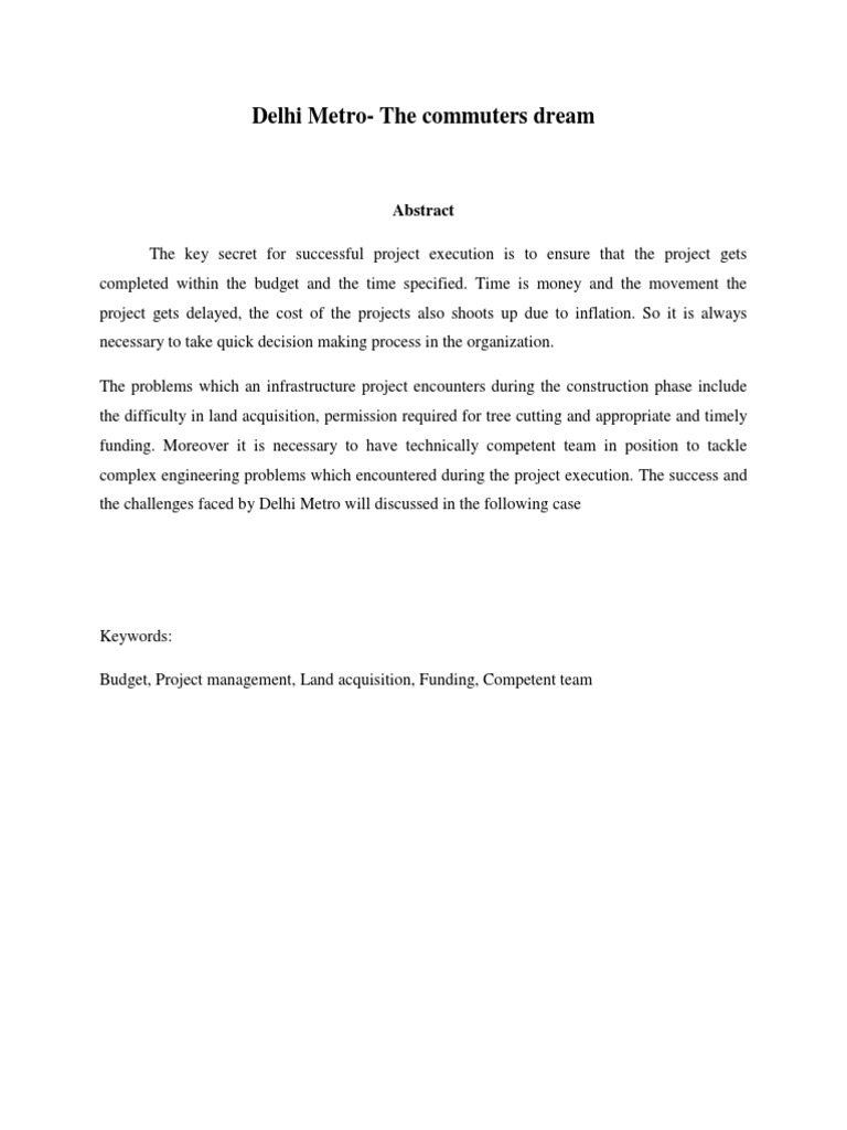 DMRC Case Study | PDF | Transportation Engineering | Rail Transport