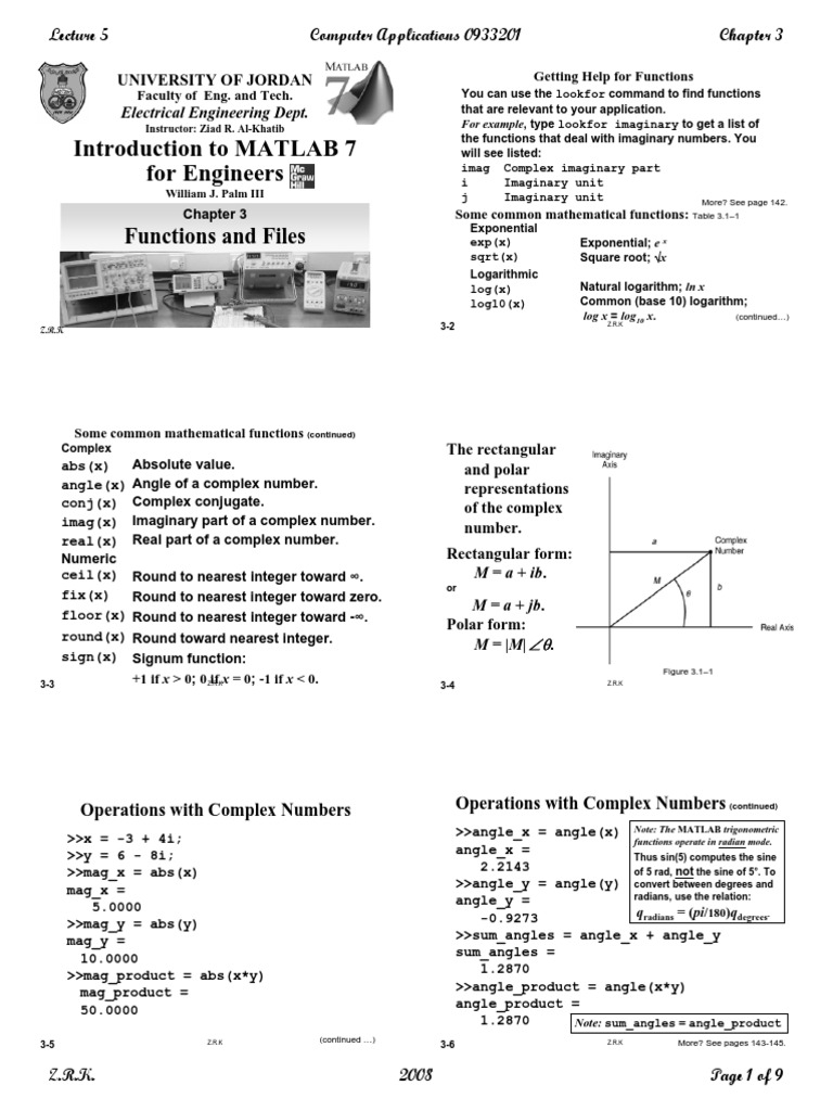 Introduction To MATLAB 7 For Engineers: Functions and Files | PDF | Trigonometric Functions | Sine