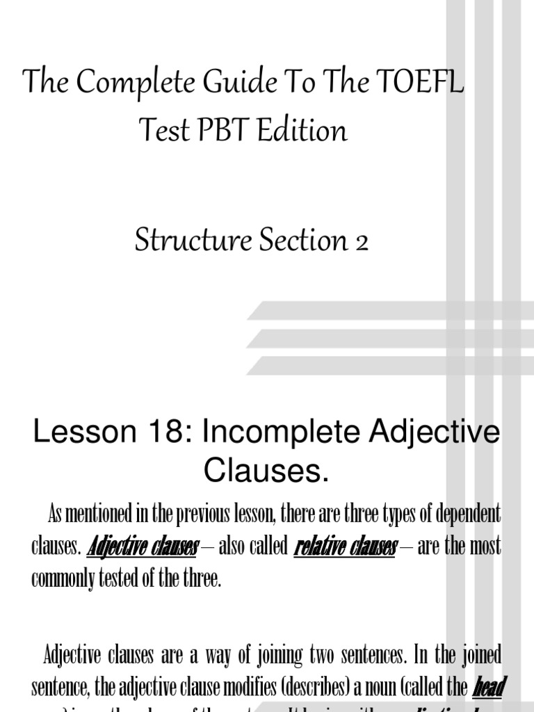 The Complete Guide To The TOEFL Test PBT Edition Structure Section 2 ...