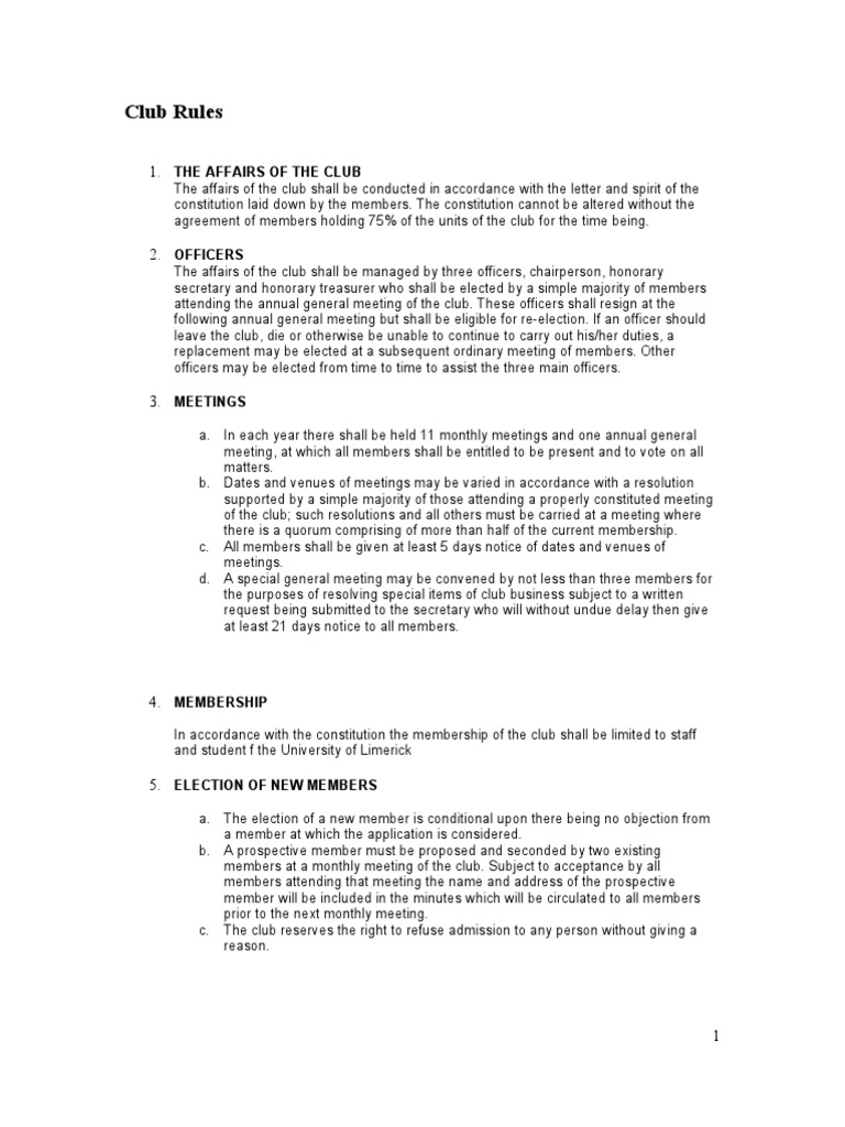 University Club Governance Rules | PDF | Expense | Cheque