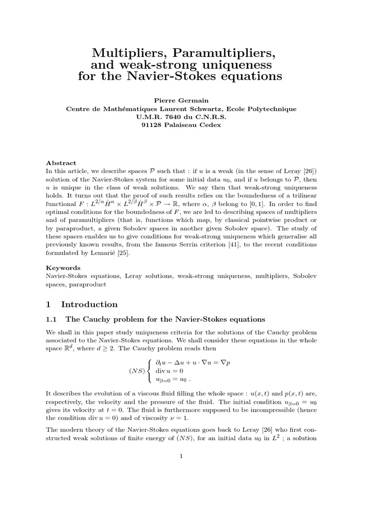 Navier STokes 3D | PDF | Distribution (Mathematics) | Navier–Stokes ...