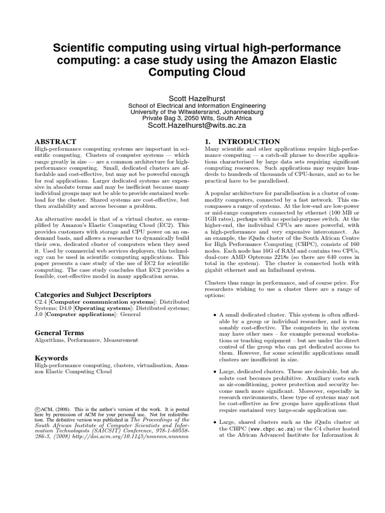 Scientific Computing Using Virtual High-Performance Computing: A Case Study Using The Amazon ...