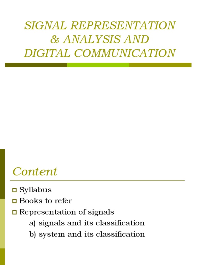 Signal Representation & Analysis Introduction | PDF | Signal ...