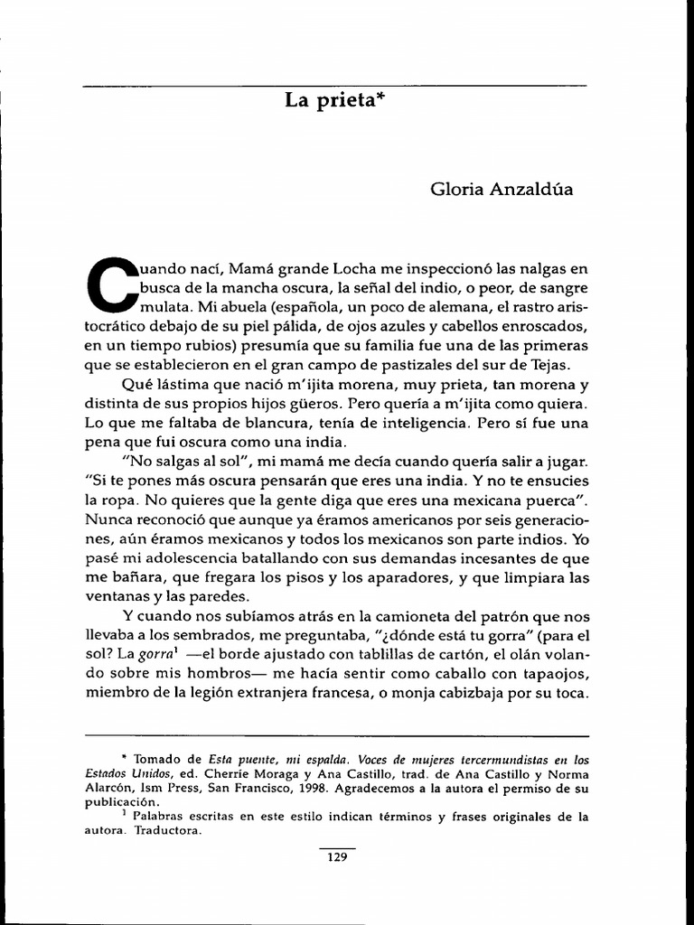 Gloria Anzaldúa - La prieta | Lesbianas | Mujer