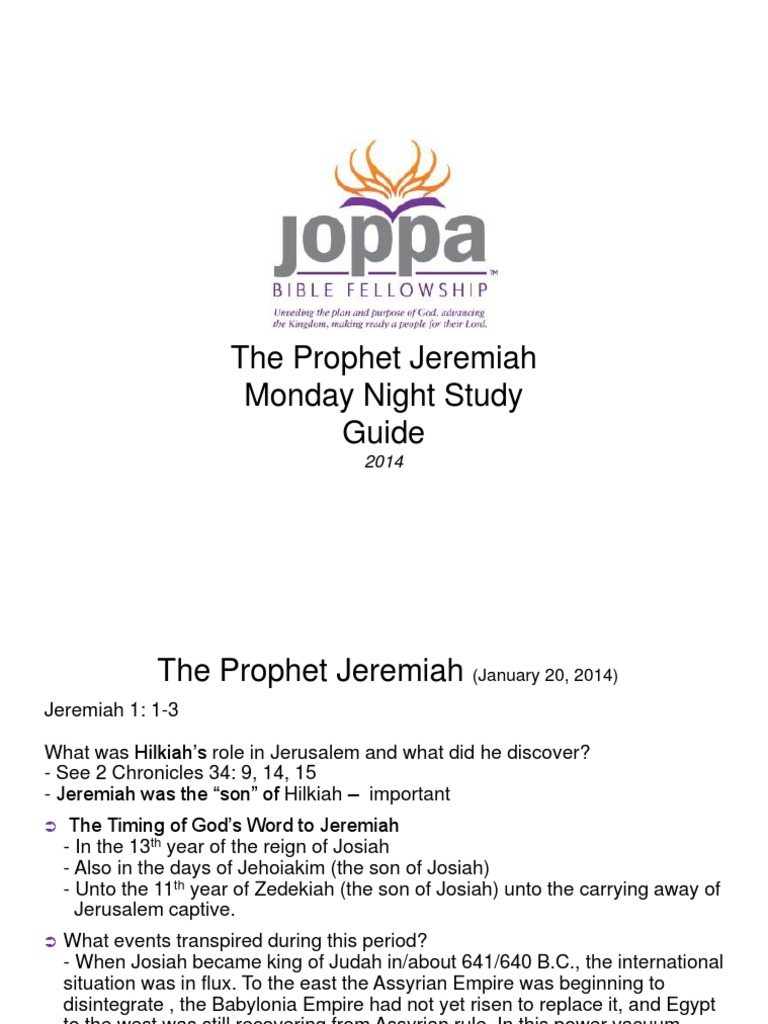 The Prophet Jeremiah Monday Night Study Guide | PDF | Jeremiah | Books ...