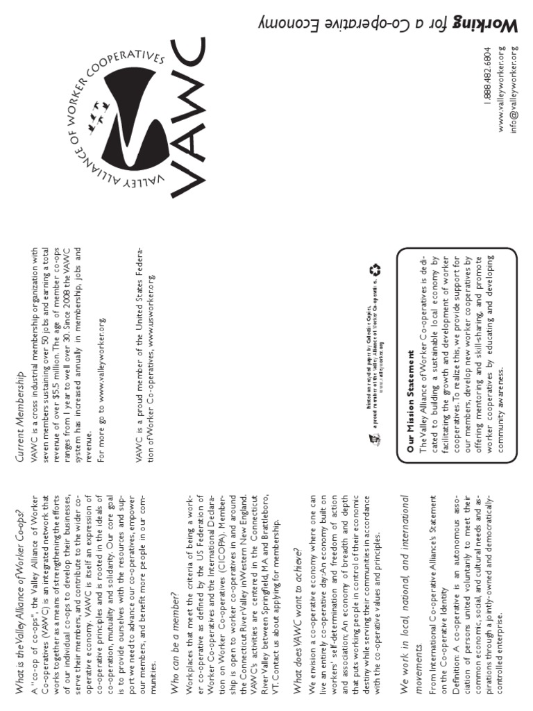 Vawc Information Brochure | Cooperative | Economies