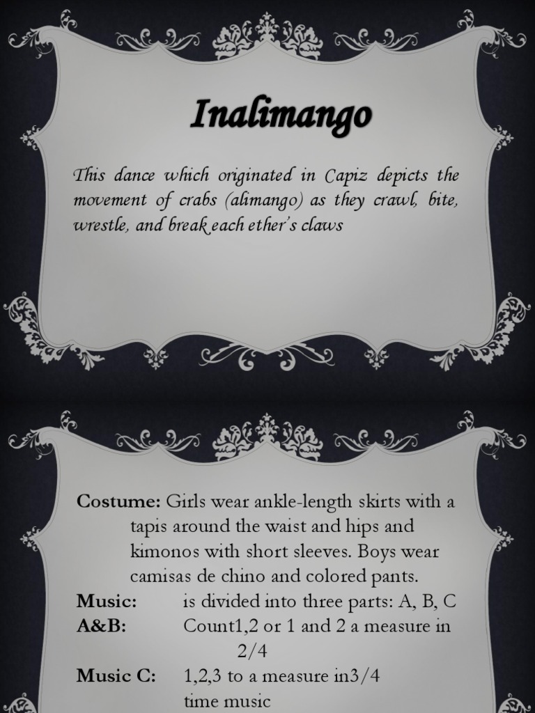 This Dance Which Originated in Capiz Depicts The Movement of Crabs ...