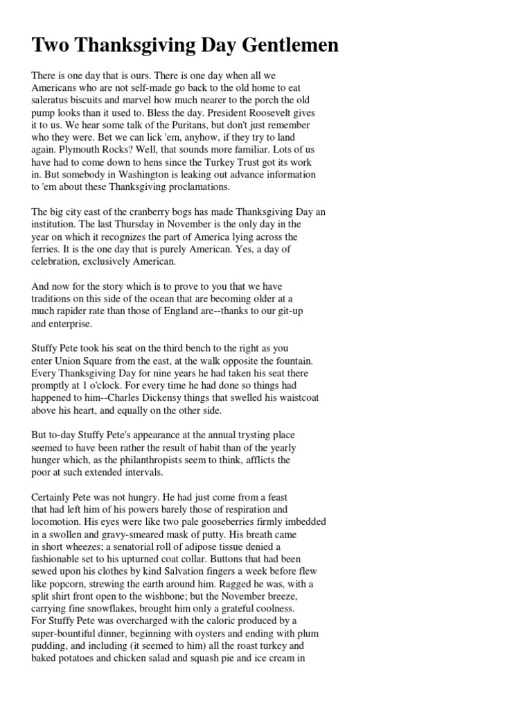 Two Thanksgiving Day Gentlemen | PDF