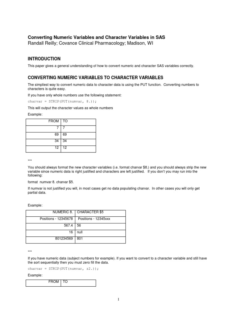 Sas Converting Numeric And Character Data Sas Software Variable Computer Science 6386