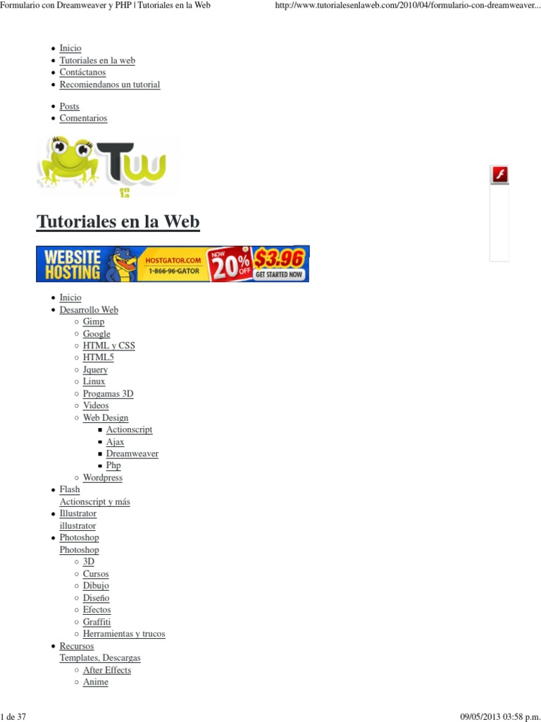 Formulario Con Dreamweaver y PHP - Tutoriales en La Web | PDF | Adobe ... Formulario Con Dreamweaver y PHP - Tutoriales en La Web | PDF | Adobe ...