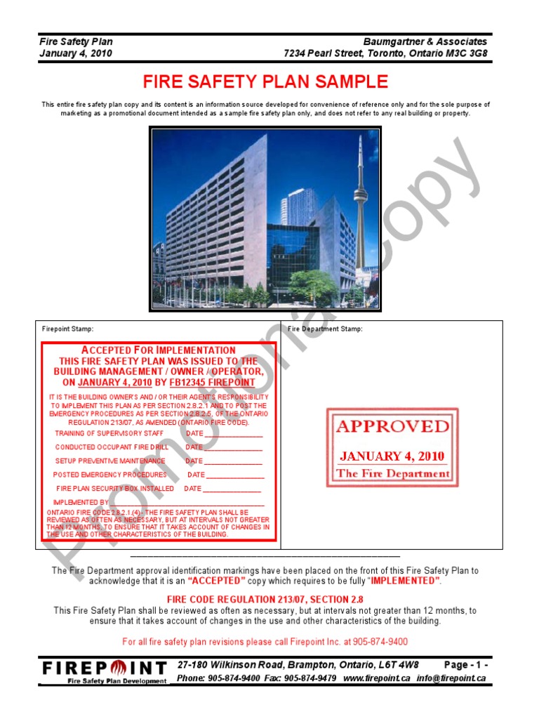 Sample Fire Safety Plan | PDF | Fire Safety | Prevention