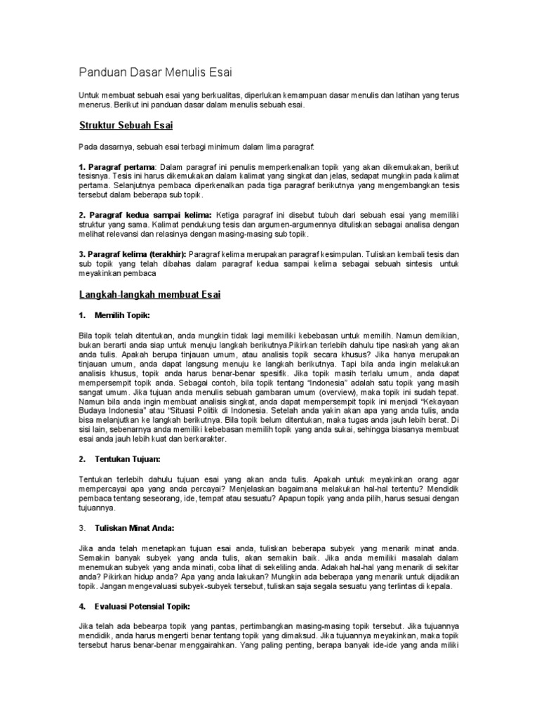 Panduan Menulis Esai | PDF