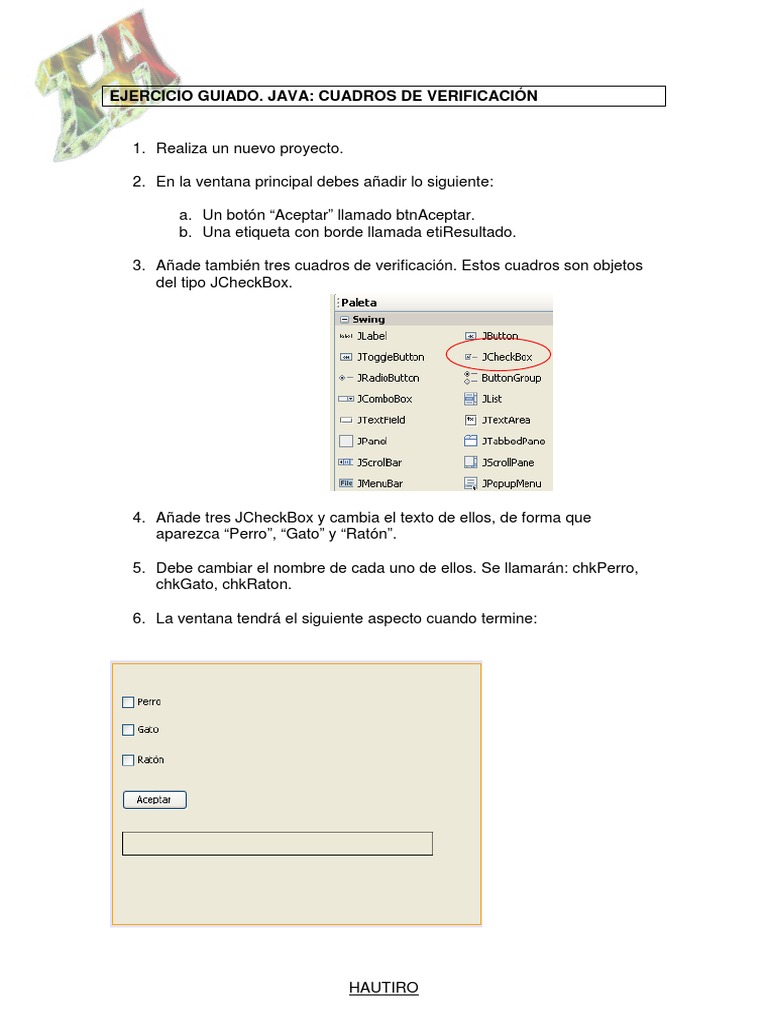 Ejercicos Guiados - Java | PDF | Java (lenguaje de programación) | Ventana (informática)
