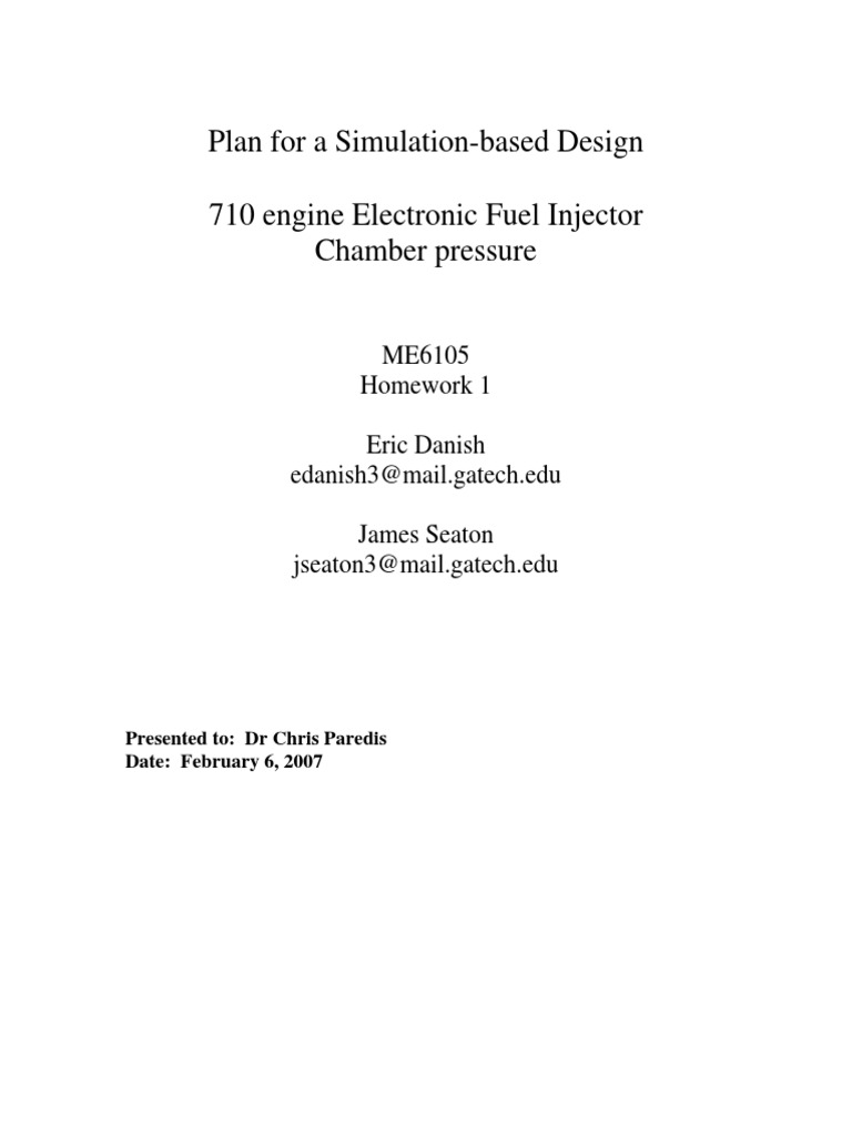 ME-6105 HW1 Injector | PDF | Fuel Injection | Reliability Engineering