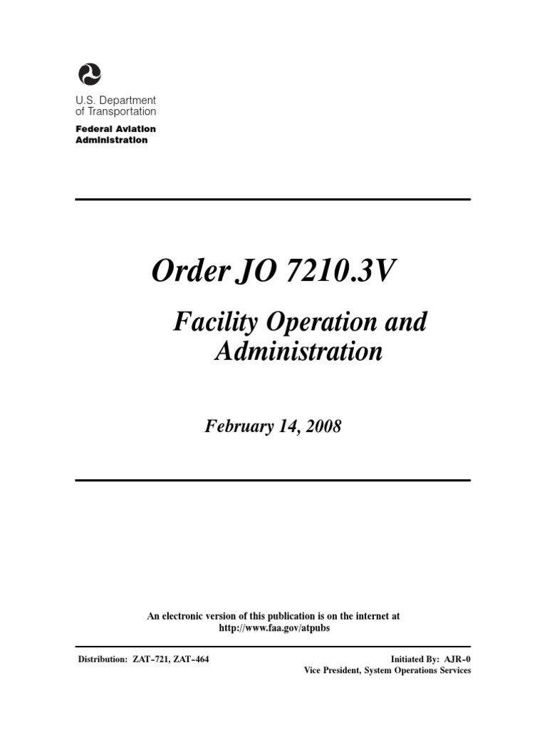FAA Order JO 7210.3V Facility Operation and Administration | PDF | Air ...