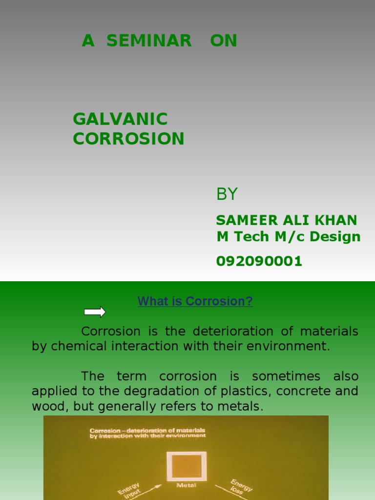 Galvanic Corrosion Presentation | PDF | Corrosion | Anode