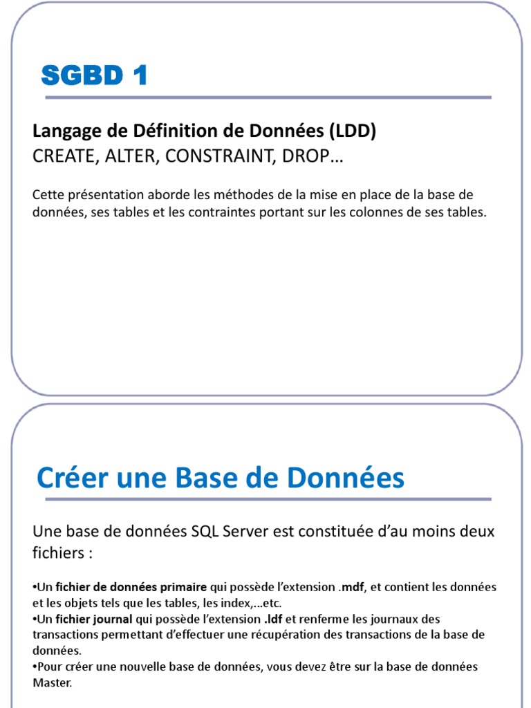 Présentation LDD | PDF | SQL | Bases de données