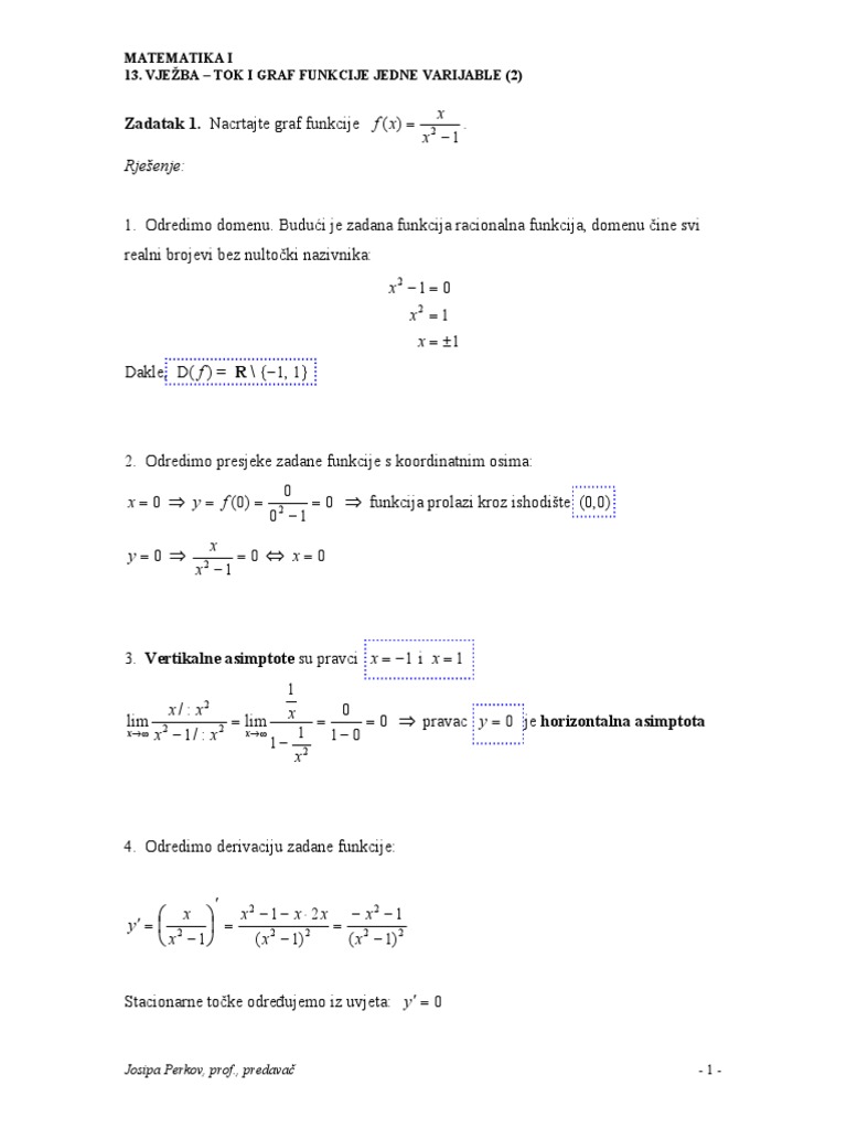 13.Vjezba-Tok I Graf Funkcije Jedne Varijable | PDF