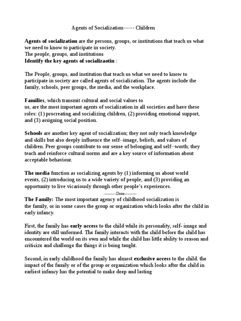 Agents of Socialization | PDF | Socialization | Social Group