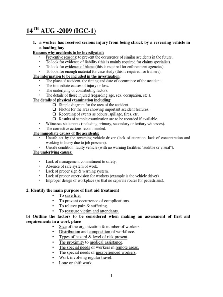 Igc - 1 Questions and Answer (1) (Vist) | PDF | Occupational Safety And ...