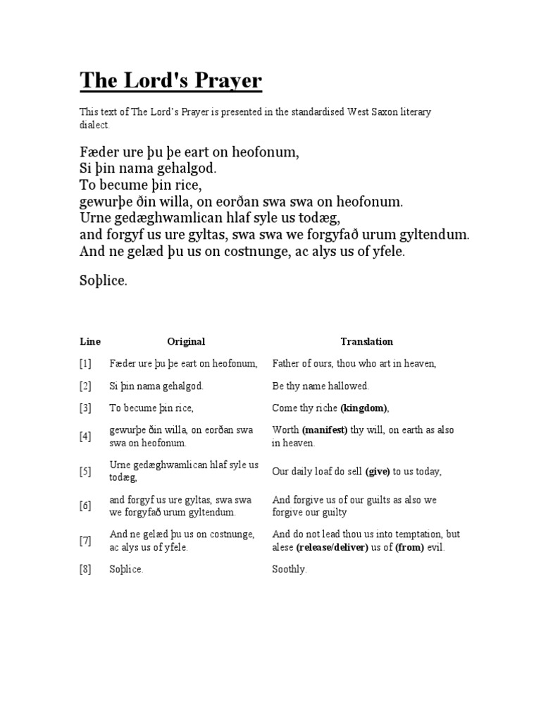 The Lord's Prayer in Old English | PDF